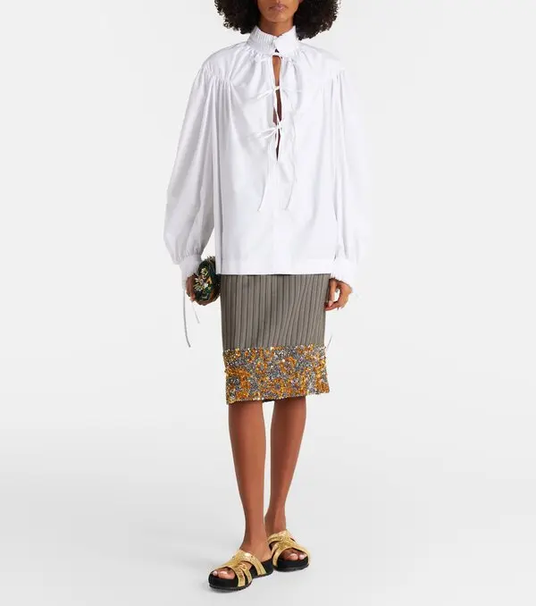 Dries Van Noten Metallic Leather And Suede Slides - Gold