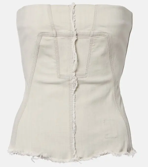 Rick Owens Strapless Denim Top - Grey