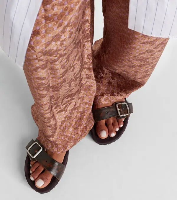 Dries Van Noten Leather And Suede Slides