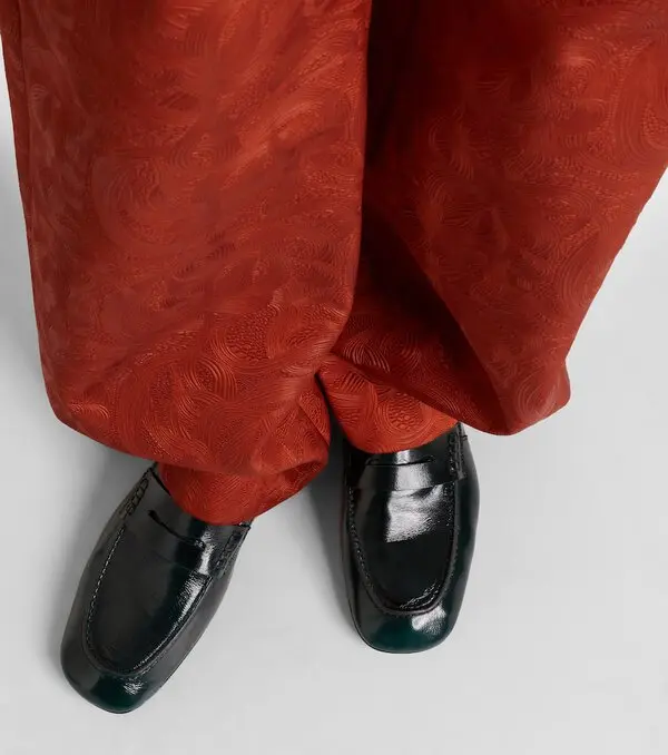 Dries Van Noten Patent Leather Penny Loafers - Black