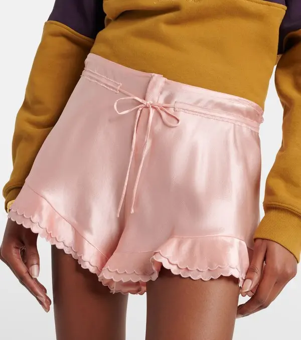 Saint Laurent Scalloped Silk Satin Shorts