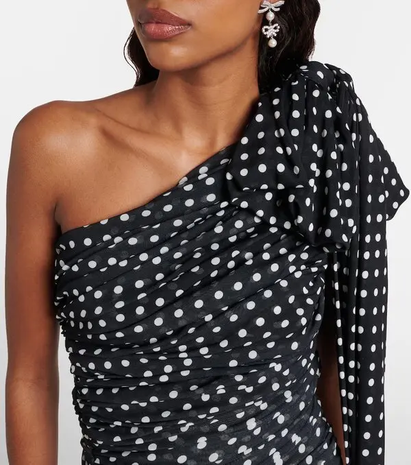 PATOU One-shoulder Polka Dot Mini Dress