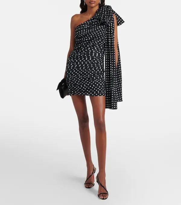 PATOU One-shoulder Polka Dot Mini Dress