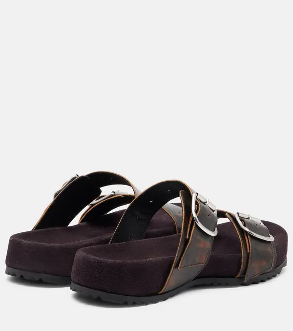 Dries Van Noten Leather And Suede Slides