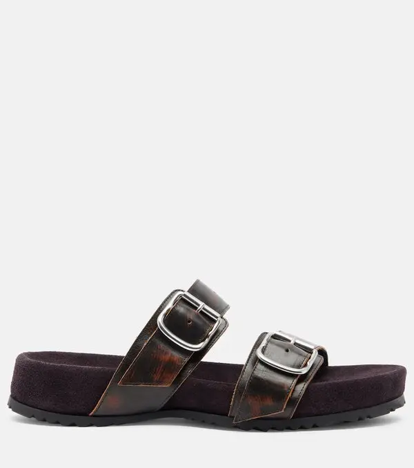 Dries Van Noten Leather And Suede Slides