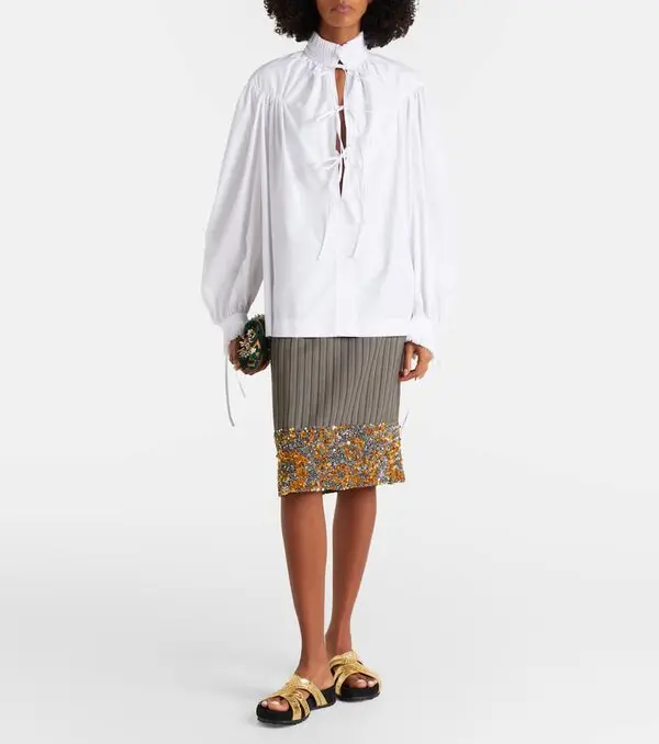 Dries Van Noten Metallic Leather And Suede Slides