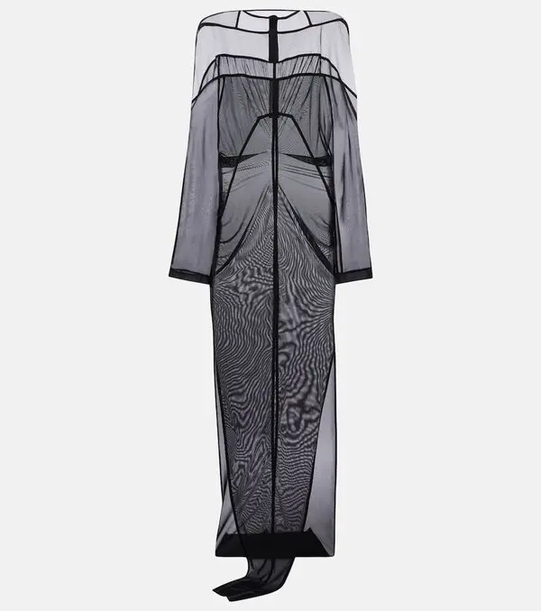 Rick Owens Collage Tulle And Chiffon Gown - Black