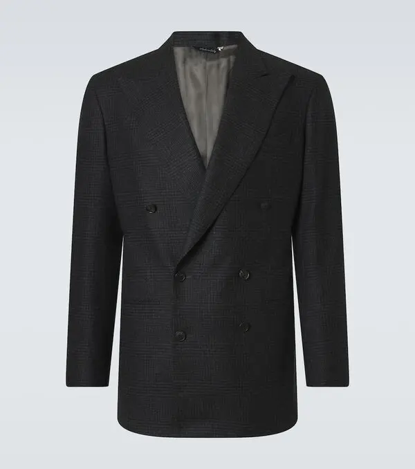SAMAN AMEL Prince Of Wales Check Wool Flannel Blazer