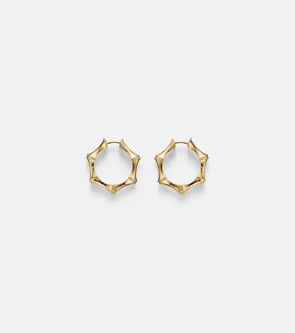 STONE AND STRAND 14kt Yellow Bamboo Hoop Earrings