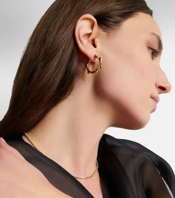 STONE AND STRAND 14kt Yellow Bamboo Hoop Earrings