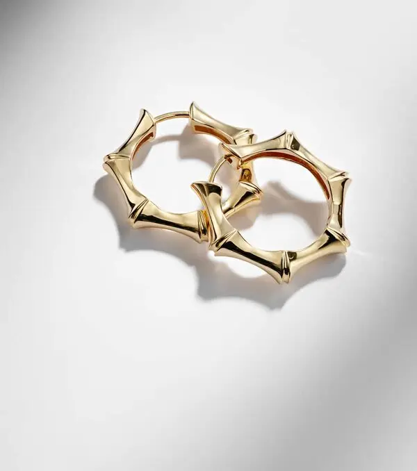 STONE AND STRAND 14kt Yellow Bamboo Hoop Earrings
