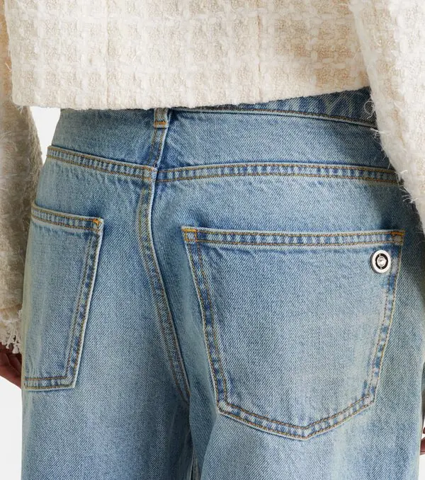 AREA Distressed Embellished Wide-leg Jeans