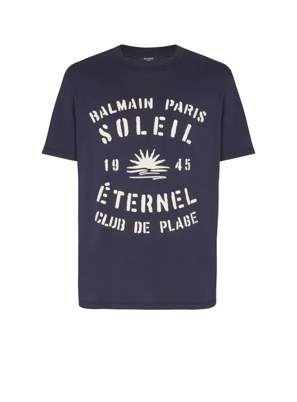 Balmain Flocked Soleil T-shirt - Navy