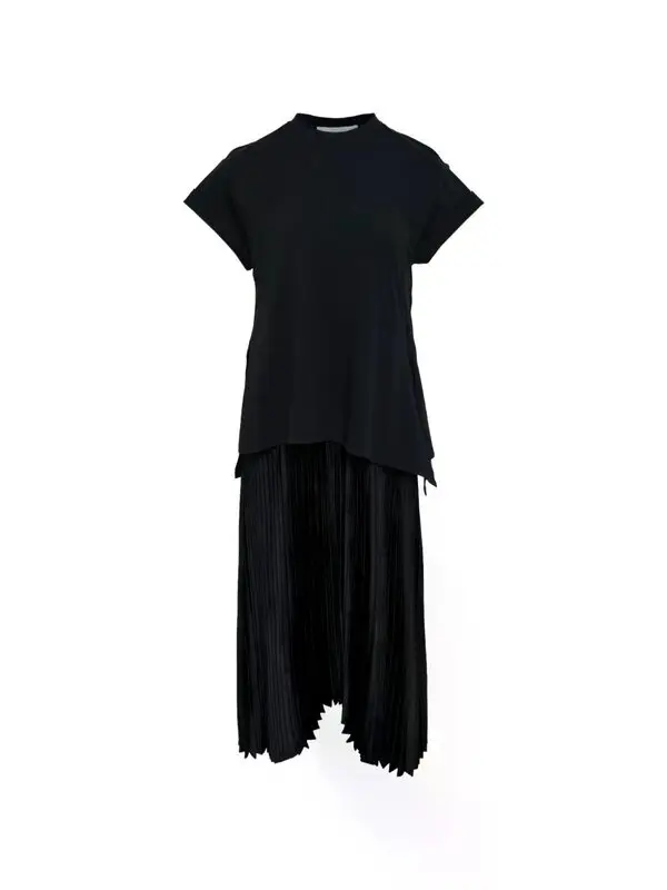 3.1 Phillip Lim T-shirt Combo Pleated Skirt Dress - Black