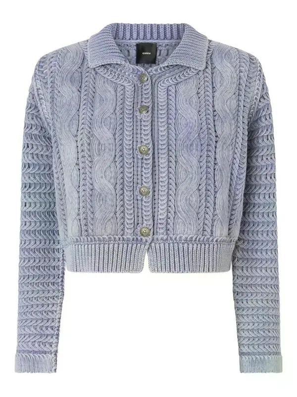 Pinko Cropped Cable-knit Button Cardigan - Blue