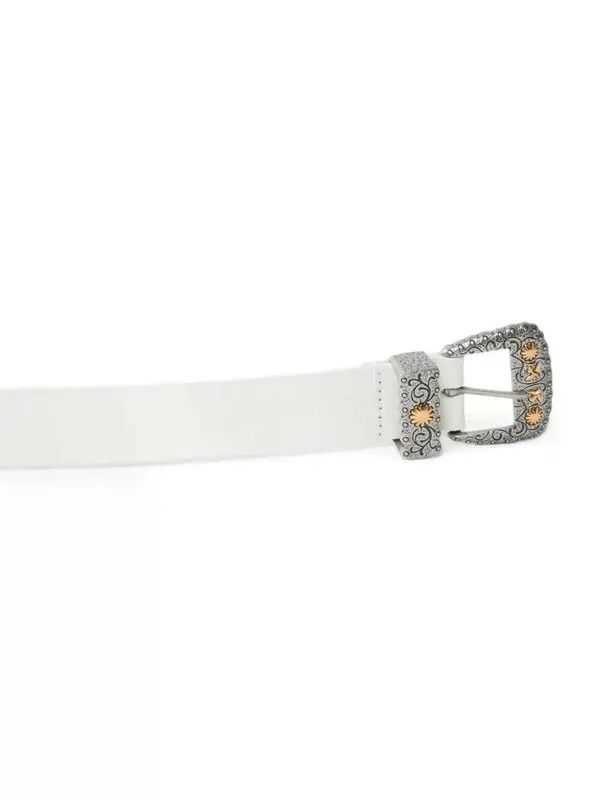 Pinko Embellished Buckle Belt - White