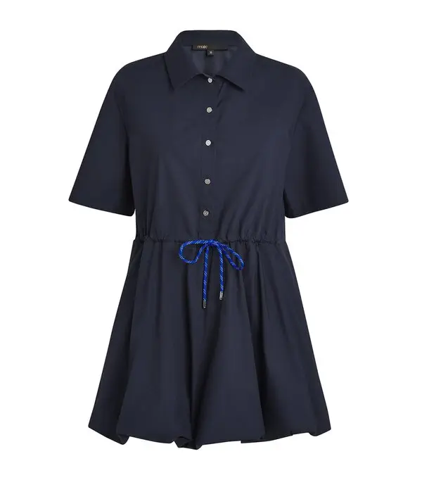 Maje Cotton Bubble-hem Mini Dress - Blue