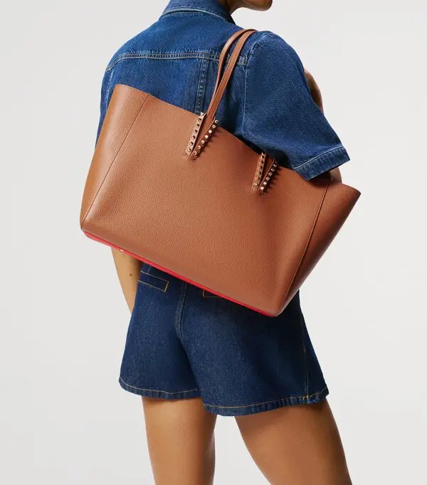 CHRISTIAN LOUBOUTIN Cabata Small Calfskin Tote Bag - Brown