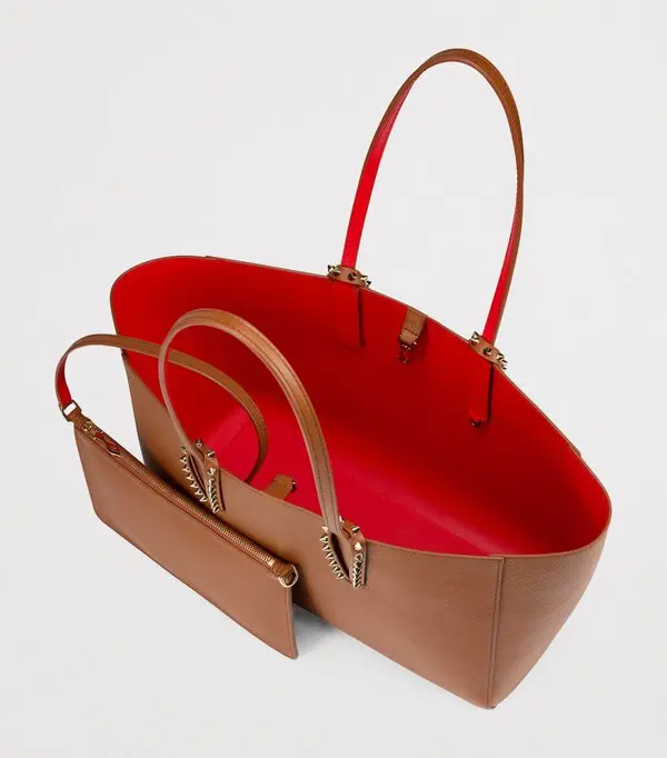 CHRISTIAN LOUBOUTIN Cabata Small Calfskin Tote Bag - Brown
