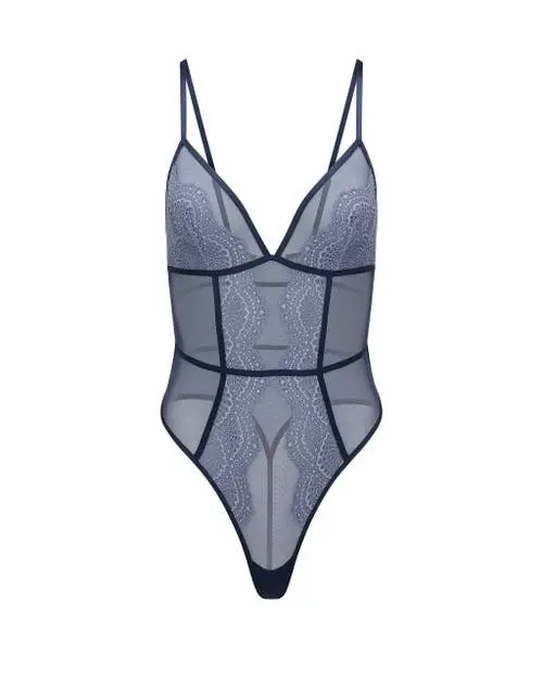 ADORE ME Sheer Lace Bodysuit - Medium Blue