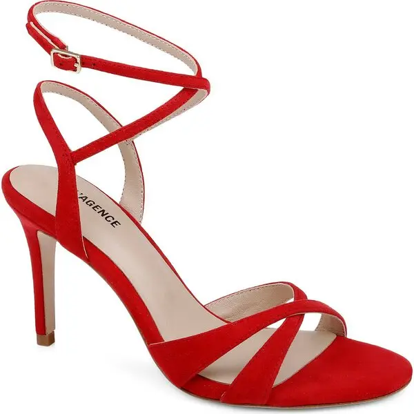 L'Agence Miranda Ankle Strap Sandal - Red Suede
