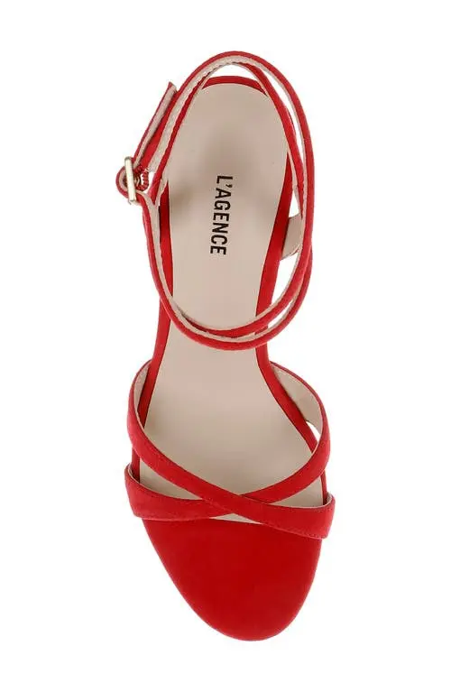 L'Agence Miranda Ankle Strap Sandal - Red Suede