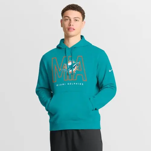 Nike Miami Dolphins Busted Play Club Fleece Pullover Hoodie - Aqua