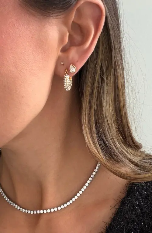 CUFFED BY NANO Noel Pavé Hoop And Teardrop Studs Earring Set