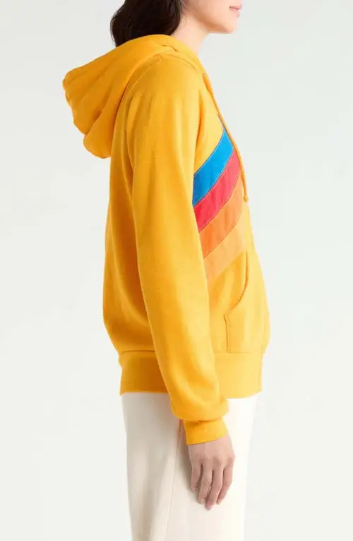 Aviator Nation Mountain Stitch Chevron Zip Hoodie - Gold