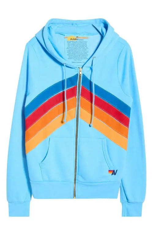 Aviator Nation Mountain Stitch Chevron Zip Hoodie - Sky