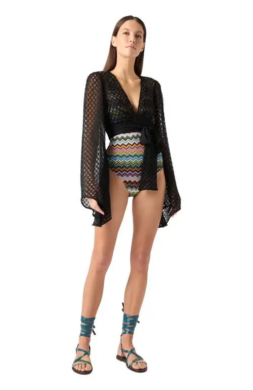 Missoni Lamé Viscose Wrap Top - Black