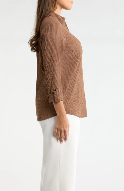 Anne Klein Roll Sleeve Texture Top