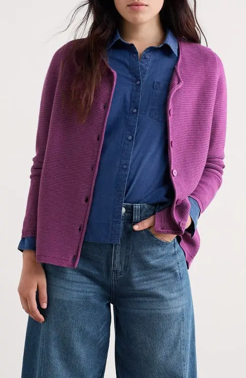 SEASALT CORNWALL Makers Rib Organic & Recycled Cotton Cardigan - Bright Orchid
