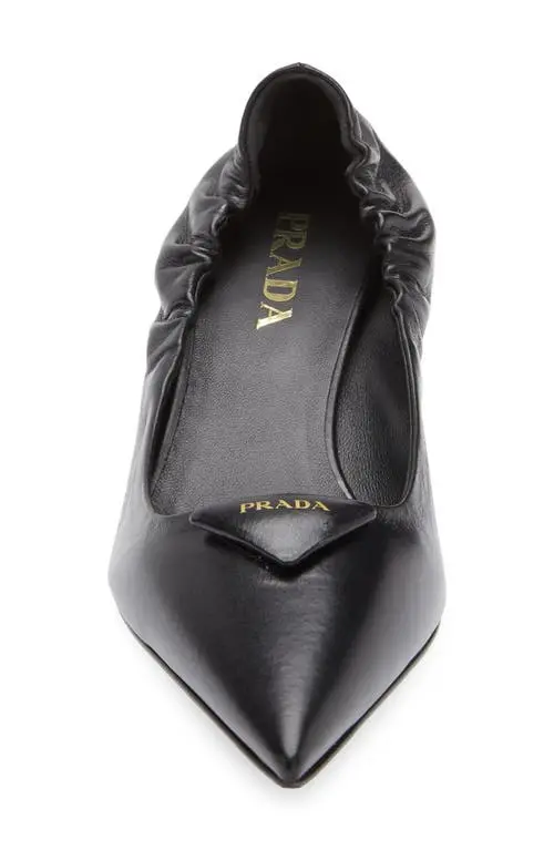 Prada Triangle Logo Pointed Toe Pump