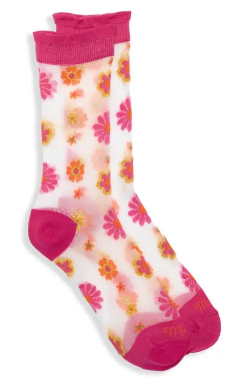 MOTHER Floral Sheer Crew Socks - Garden