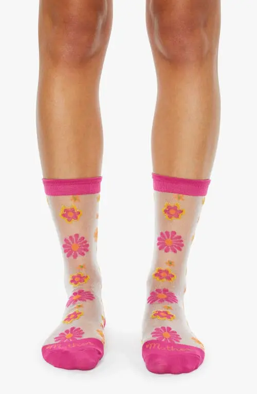MOTHER Floral Sheer Crew Socks - Garden
