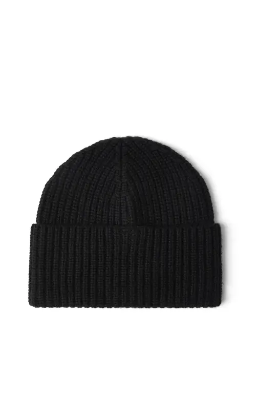 Brunello Cucinelli Cashmere Rib Knit Beanie - Black