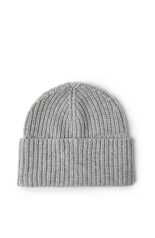 Brunello Cucinelli Cashmere Rib Knit Beanie - Light Grey