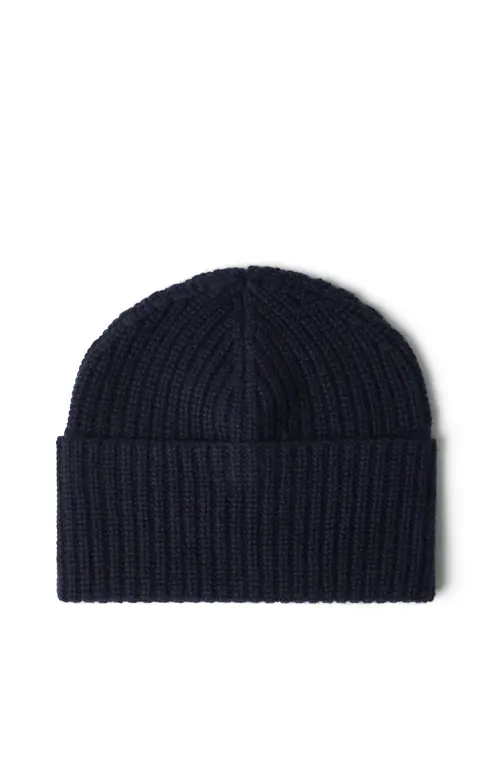 Brunello Cucinelli Cashmere Rib Knit Beanie - Navy Blue
