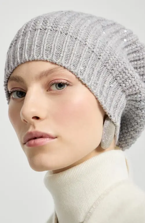 Brunello Cucinelli Cashmere And Silk Beanie - Light Grey