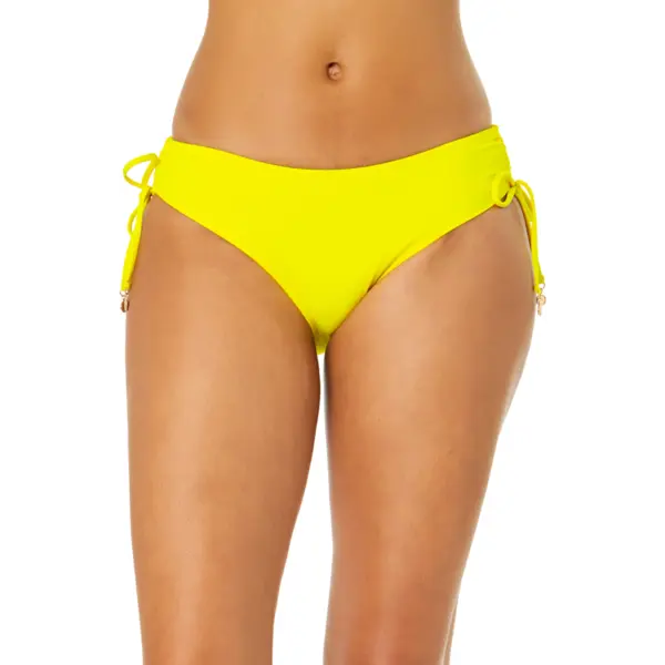 ANNE COLE Solid Side Tie Swim Bottom - Lemon