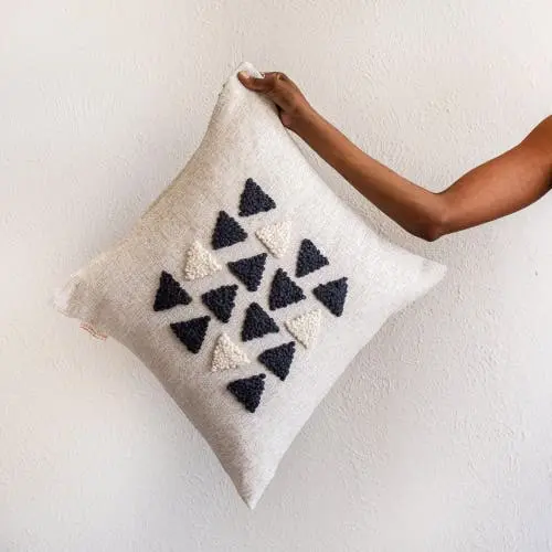 KANJU INTERIORS Afriscandi Harvest Wool + Cotton Throw Pillowcover Only - Natural