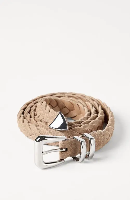 Brunello Cucinelli Braided Reversed Calfskin Belt - Hazelnut