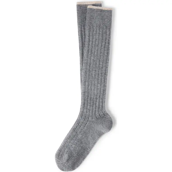 Brunello Cucinelli Cashmere Rib Knit Socks - Medium Grey