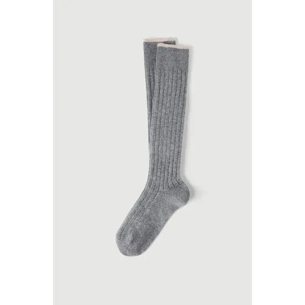 Brunello Cucinelli Cashmere Rib Knit Socks - Medium Grey