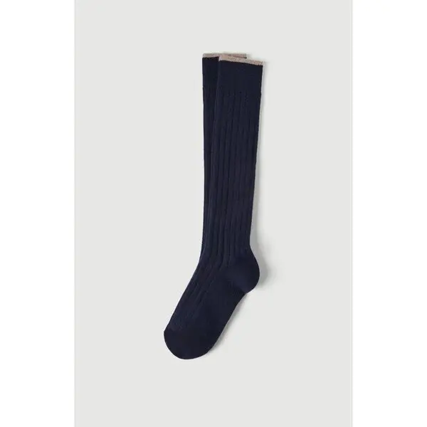 Brunello Cucinelli Cashmere Rib Knit Socks - Navy Blue