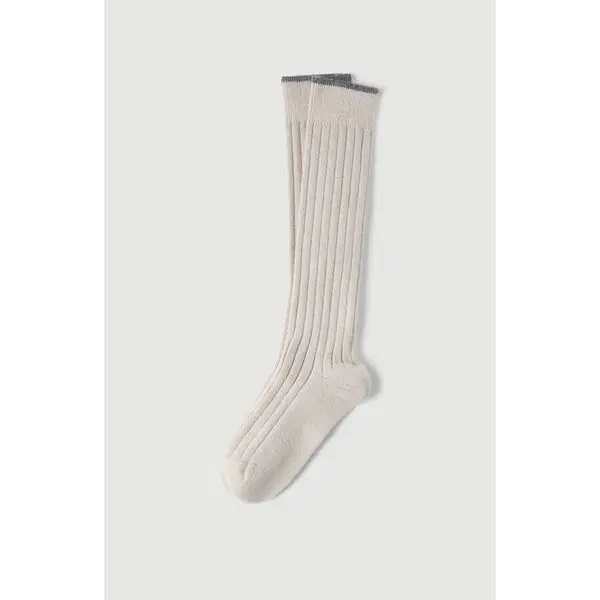 Brunello Cucinelli Cashmere Rib Knit Socks - Sand