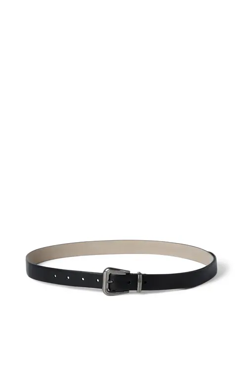 Brunello Cucinelli Vachetta Leather Belt With Monili Detail - Black