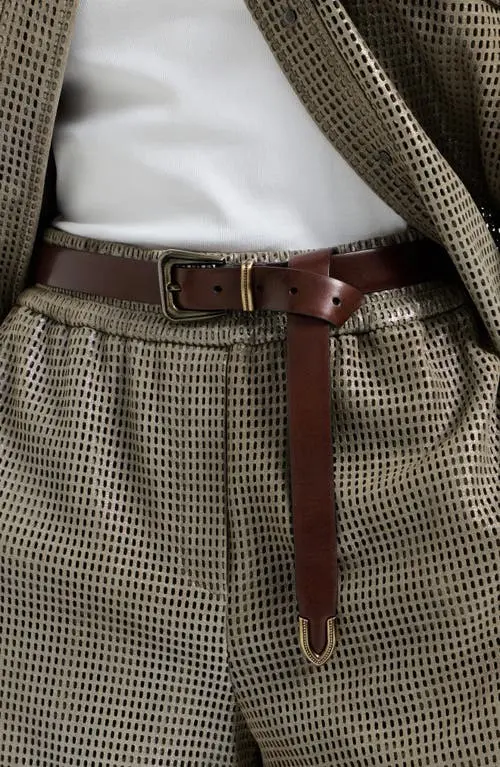Brunello Cucinelli Vachetta Leather Belt With Monili - Brown