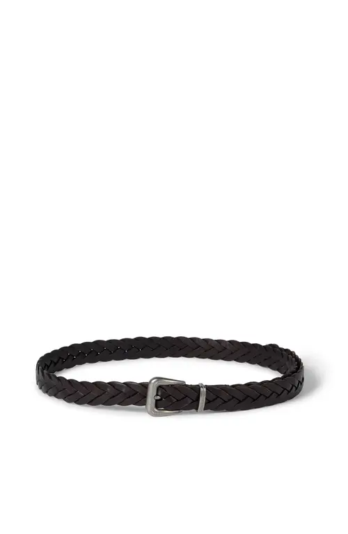 Brunello Cucinelli Braided Leather Belt - Rust Brown